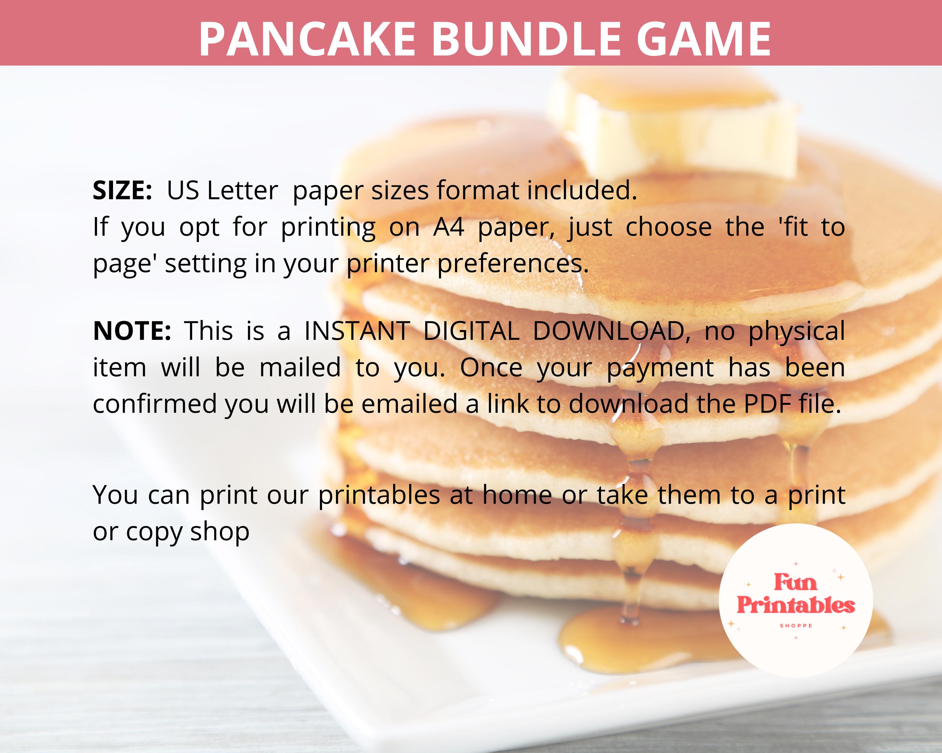 Pancake Game Bundle,pancake Party Games,pancake Day Game,slumber Games ...