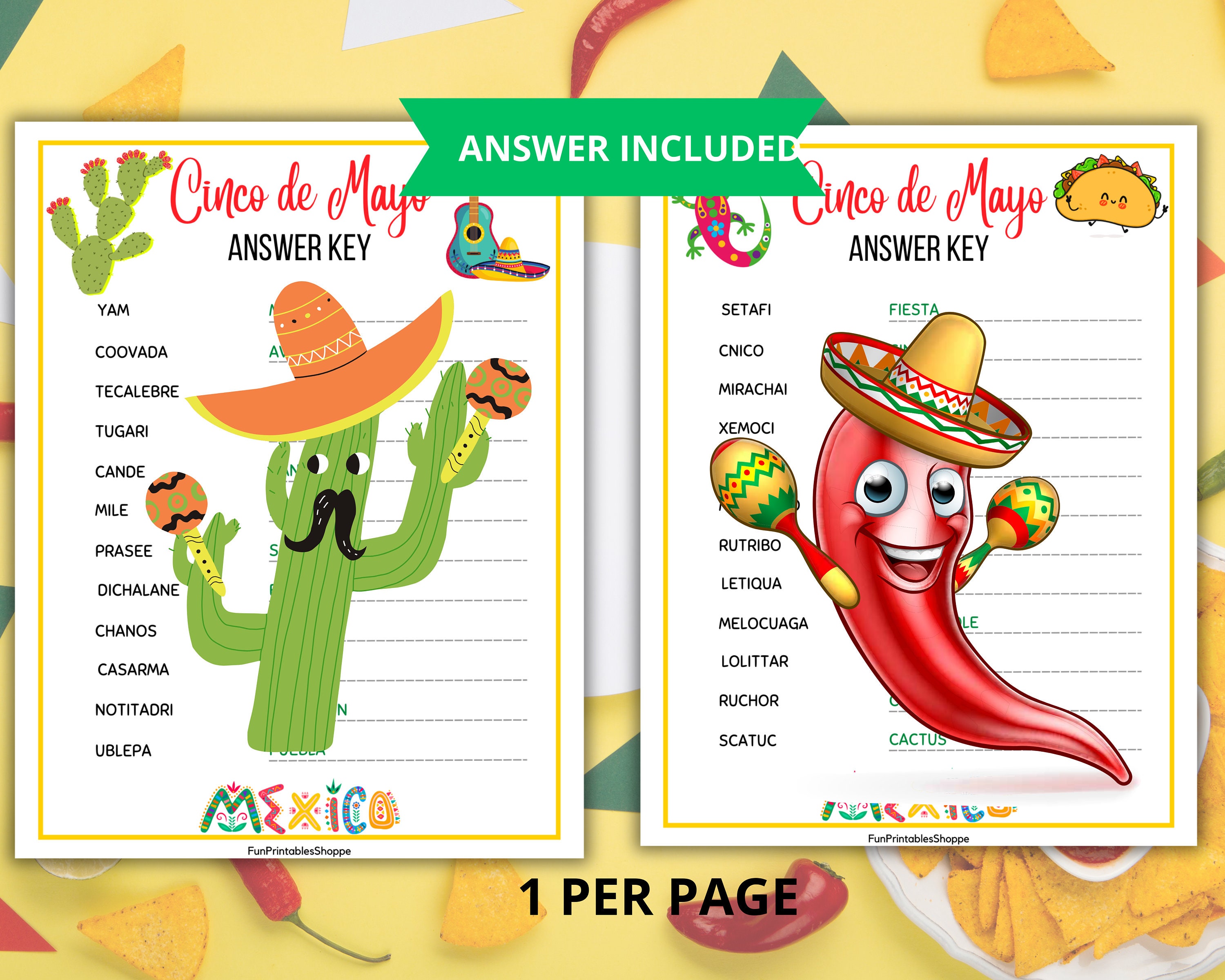 Cinco De Mayo Word Scramble Game, Word Game,mexican Party Games,cinco ...