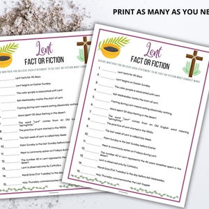 Lent Fact or Fiction,lent Quiz,lent Trivia Game,easter Bible True or ...