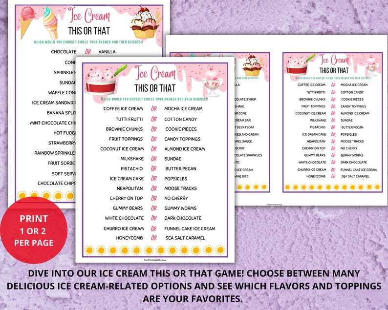 Ice Cream This or That,ice Cream Party Games,summer Activities,ice ...