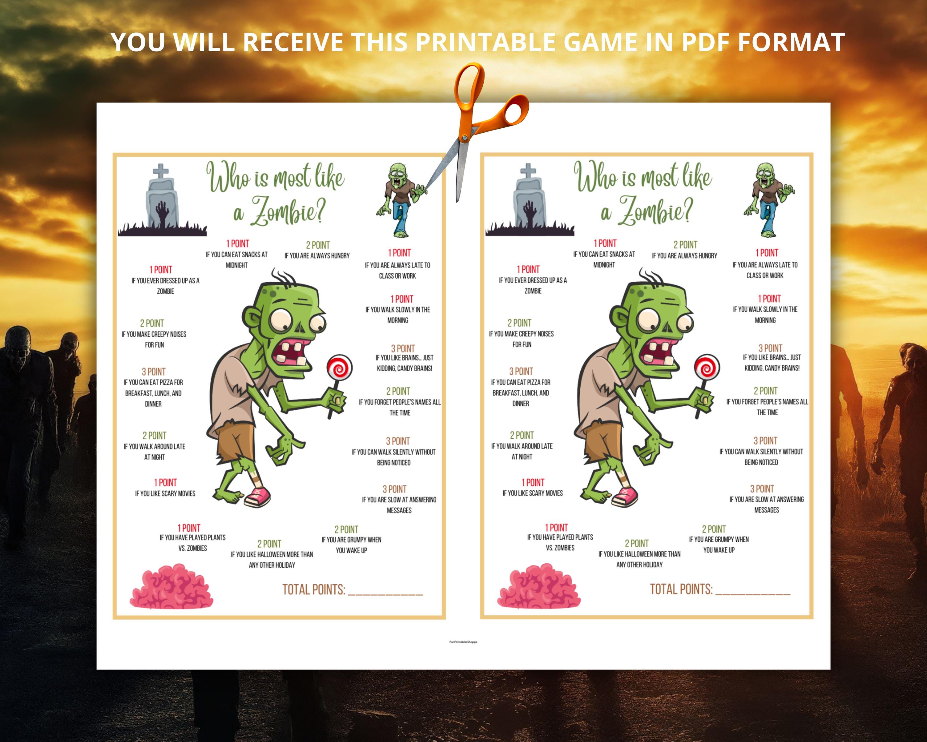 Who is Most Like Zombie,zombie Party Game,zombie Trivia Quiz,halloween ...