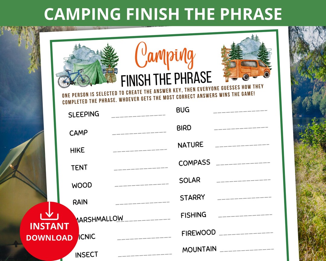 Camping Finish the Phrase Game,camping Icebreaker Game,camping Party ...
