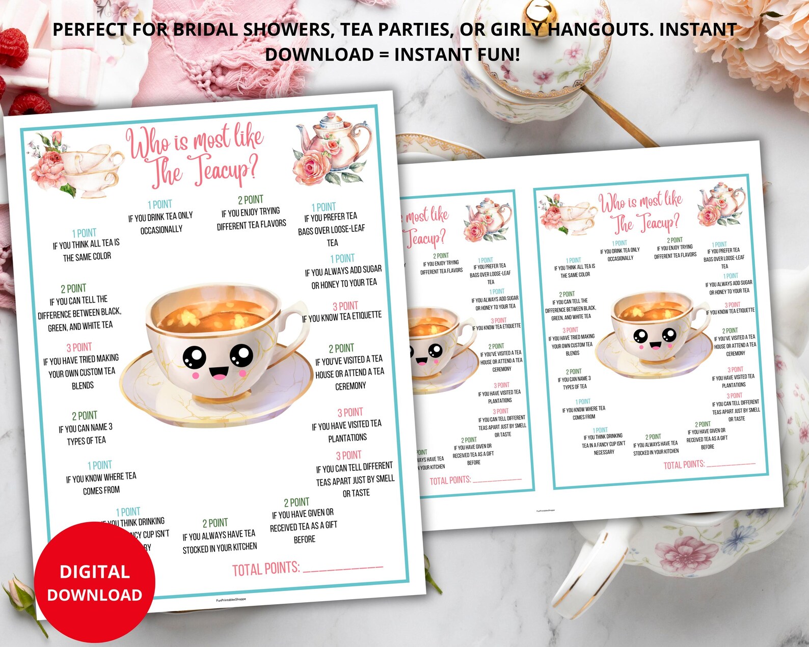 Tea Party Games,who is Most Like the Teacup,tea Party Birthday Games ...