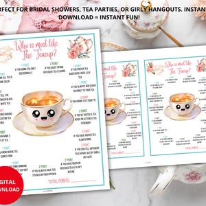 Tea Party Games,who is Most Like the Teacup,tea Party Birthday Games ...