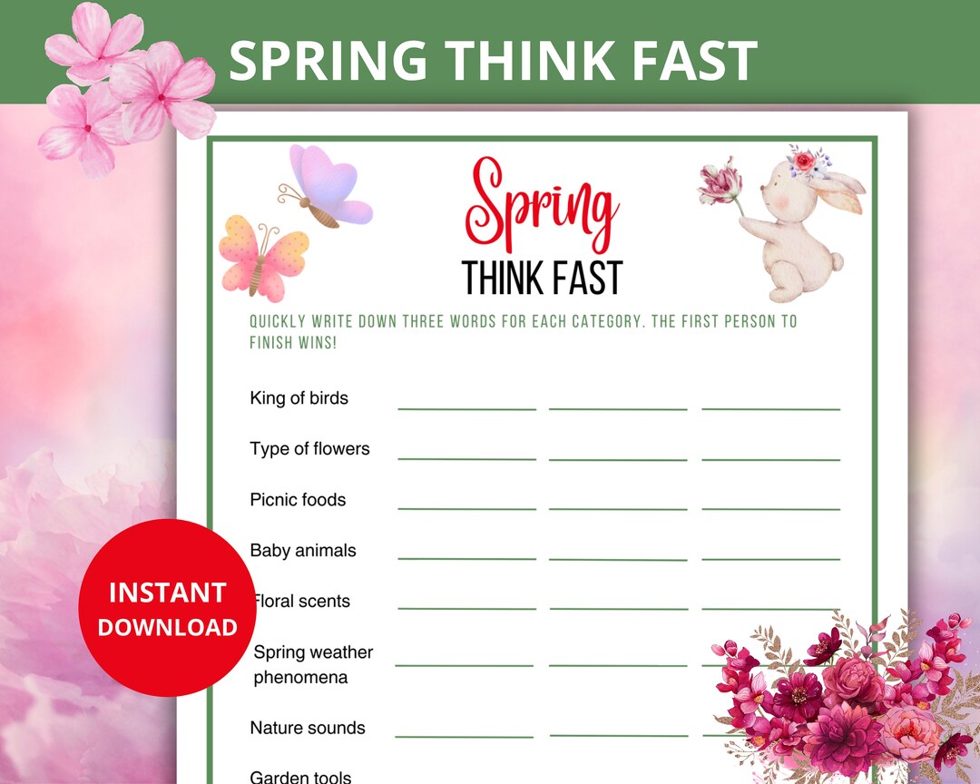 Spring Think Fast Game,quick Think Spring Game, Spring Classroom ...