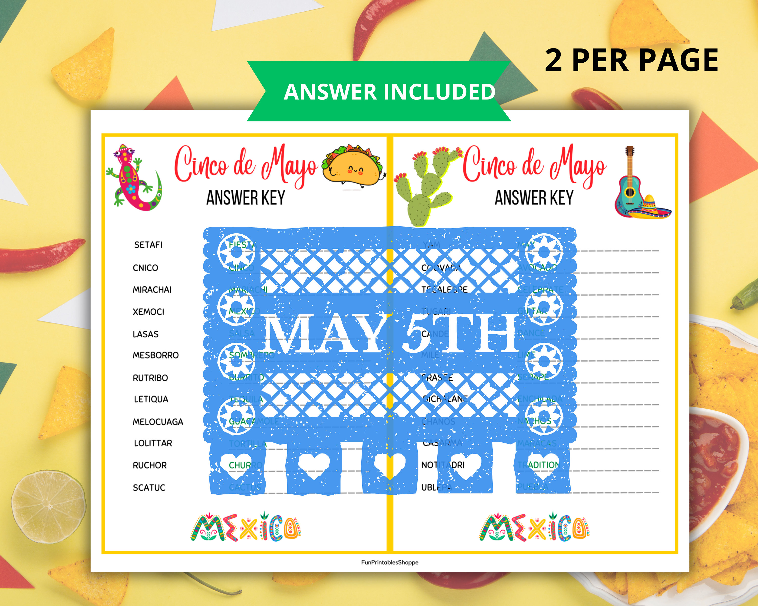 Cinco De Mayo Word Scramble Game, Word Game,mexican Party Games,cinco ...