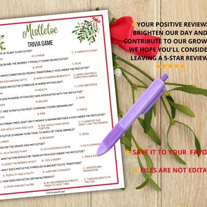 Christmas Trivia Game,mistletoe Trivia,xmas Questions,christmas Party ...