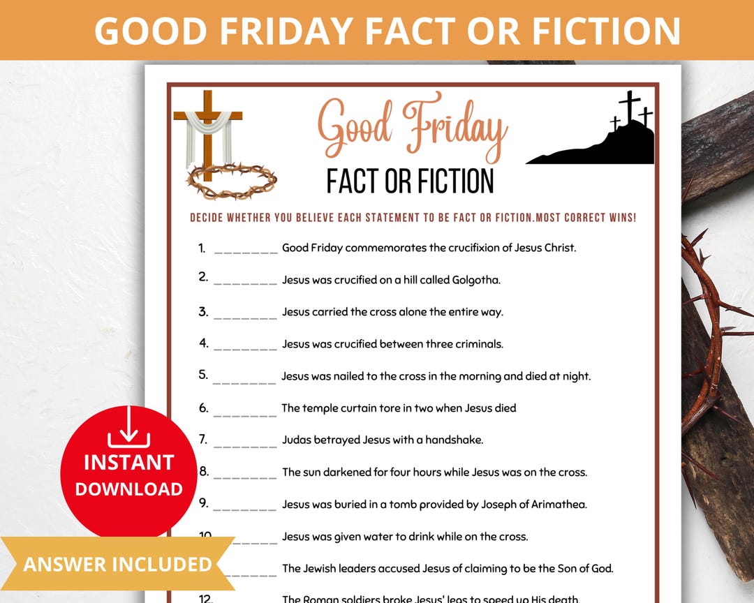 Good Friday Fact or Fiction,easter Story Trivia,lent Quiz,easter Bible ...