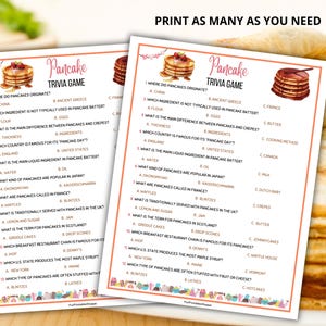 Pancake Trivia Game,pancake Day Game,pancake Quiz,pancake Party Games ...