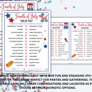 4th of July This or That,independence Day Game,fourth of July This or ...