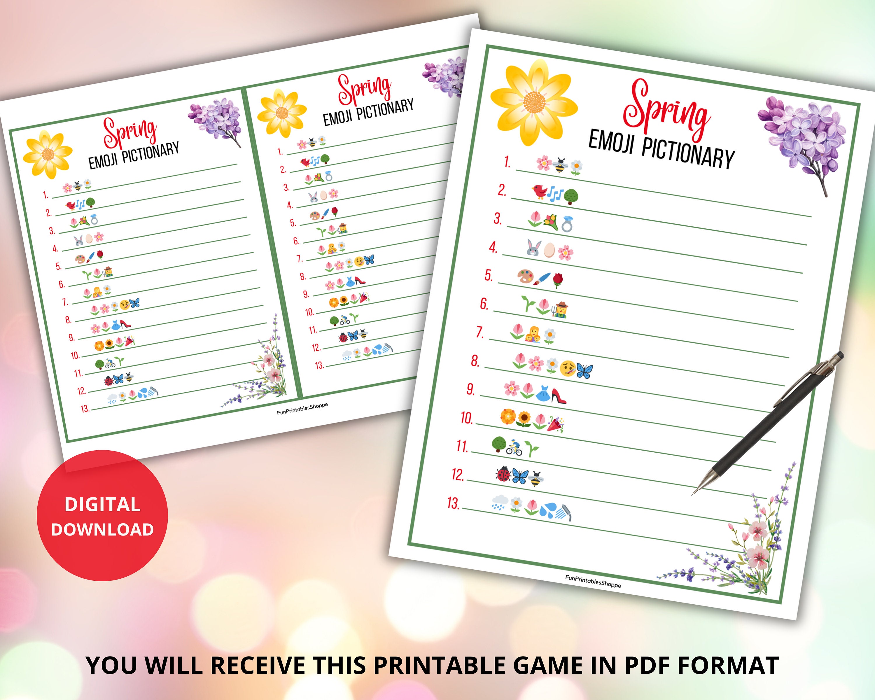 Spring Emoji Game, Spring Party Game, Spring Season Game,family Game ...