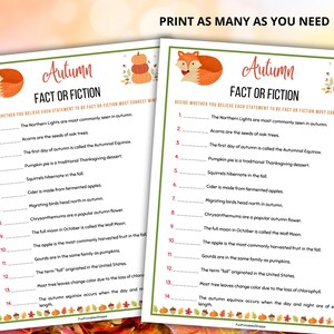 Autumn Fact or Fiction,fall Trivia,fall Trivia Question,autumn Quiz,fun ...