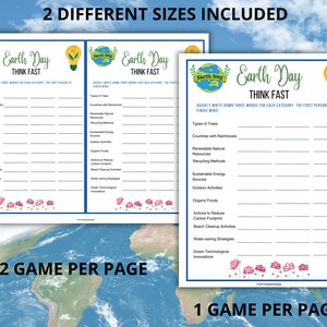 Earth Day Think Fast Game,think Fast Game,spring Activity,earth Day for ...