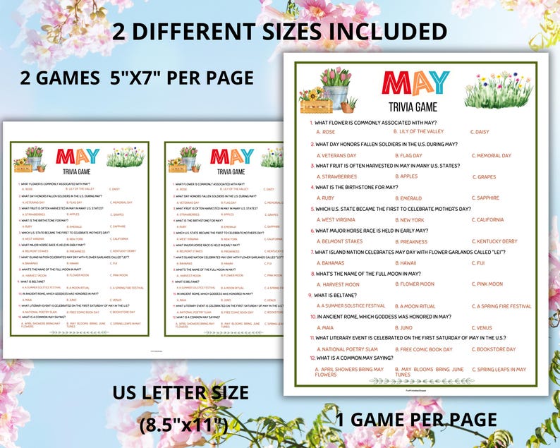 May Trivia Game,month Party Games,may Quiz Question,monthly Trivia Quiz ...