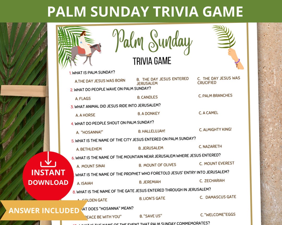 Palm Sunday Trivia,easter Story Trivia Game,holy Week Trivia,bible ...