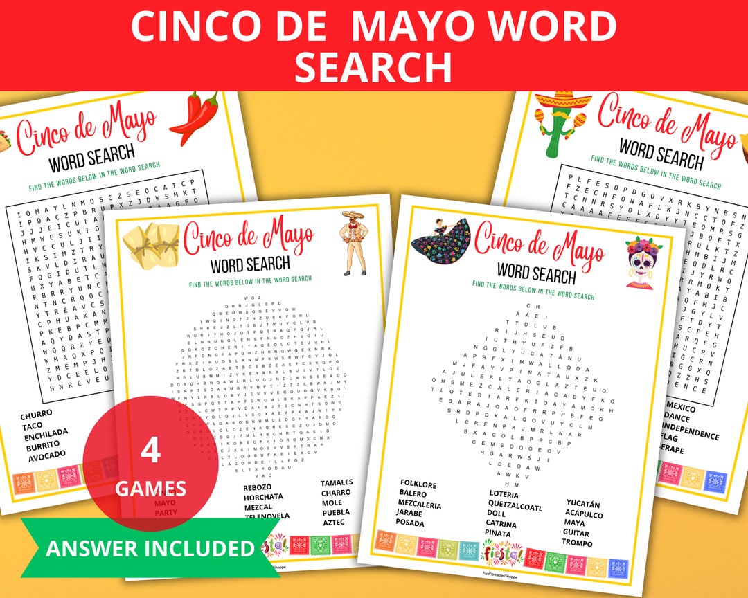 Cinco De Mayo Word Search,cinco De Mayo Games,cinco De Mayo Activities ...