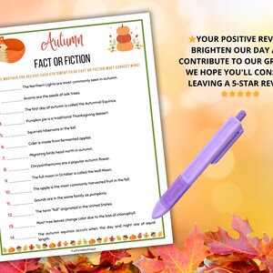 Autumn Fact or Fiction,fall Trivia,fall Trivia Question,autumn Quiz,fun ...