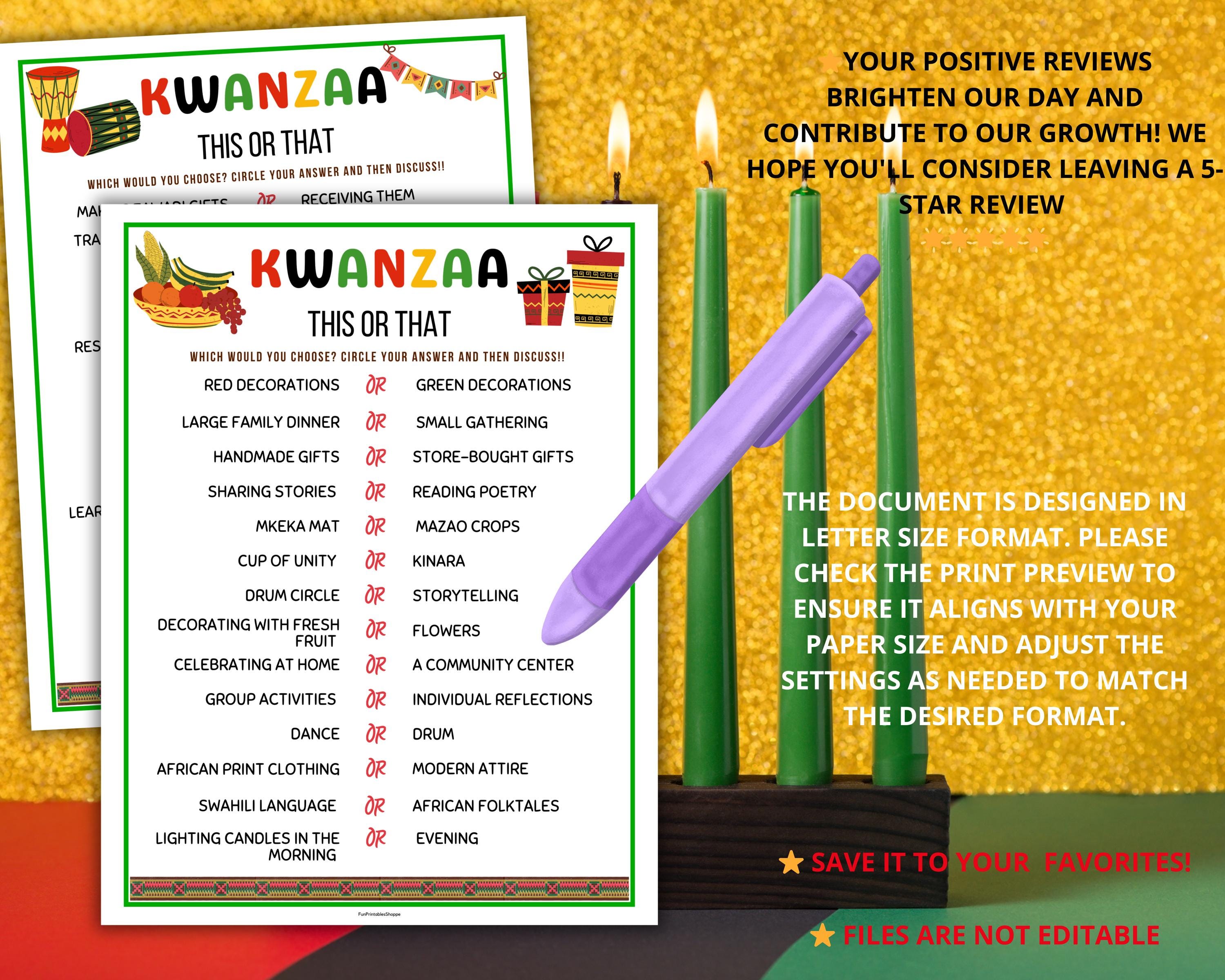 Kwanzaa This or That,kwanzaa Trivia,kwanzaa Party Games,africa Trivia ...