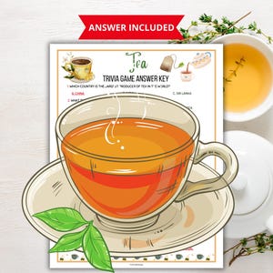 Tea Trivia Game,tea Trivia Quiz,tea Question,tea Games Printable,drink ...