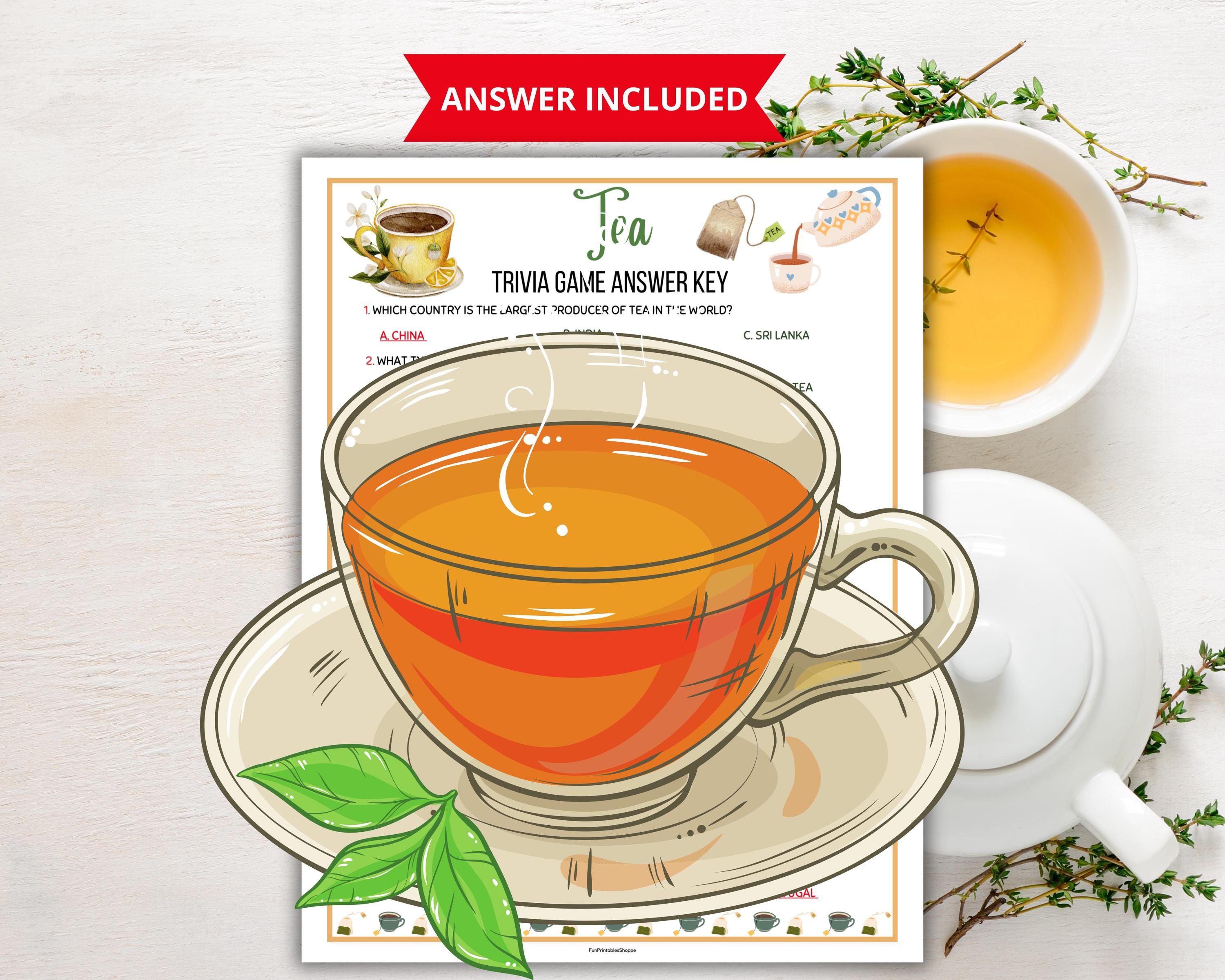 Tea Trivia Game,tea Trivia Quiz,tea Question,tea Games Printable,drink ...