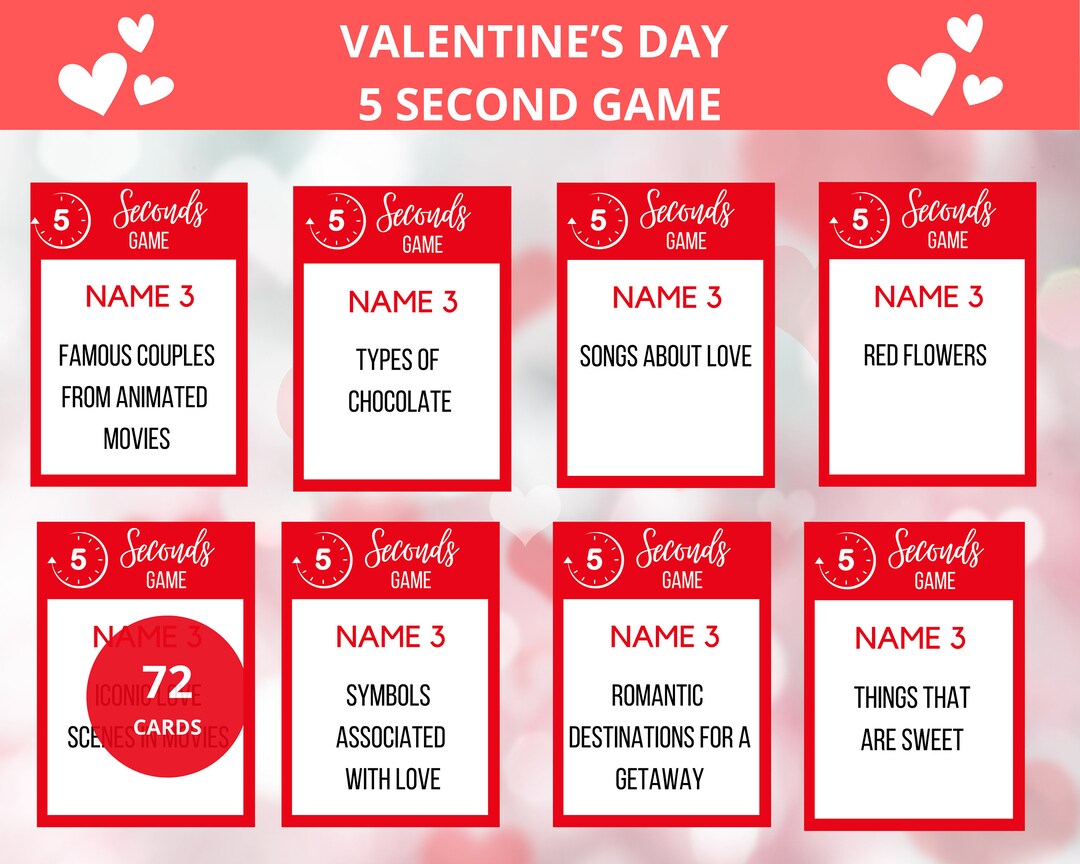 Valentine's Day Game,5 Second Game, Galentines Party Game, Fun Date ...