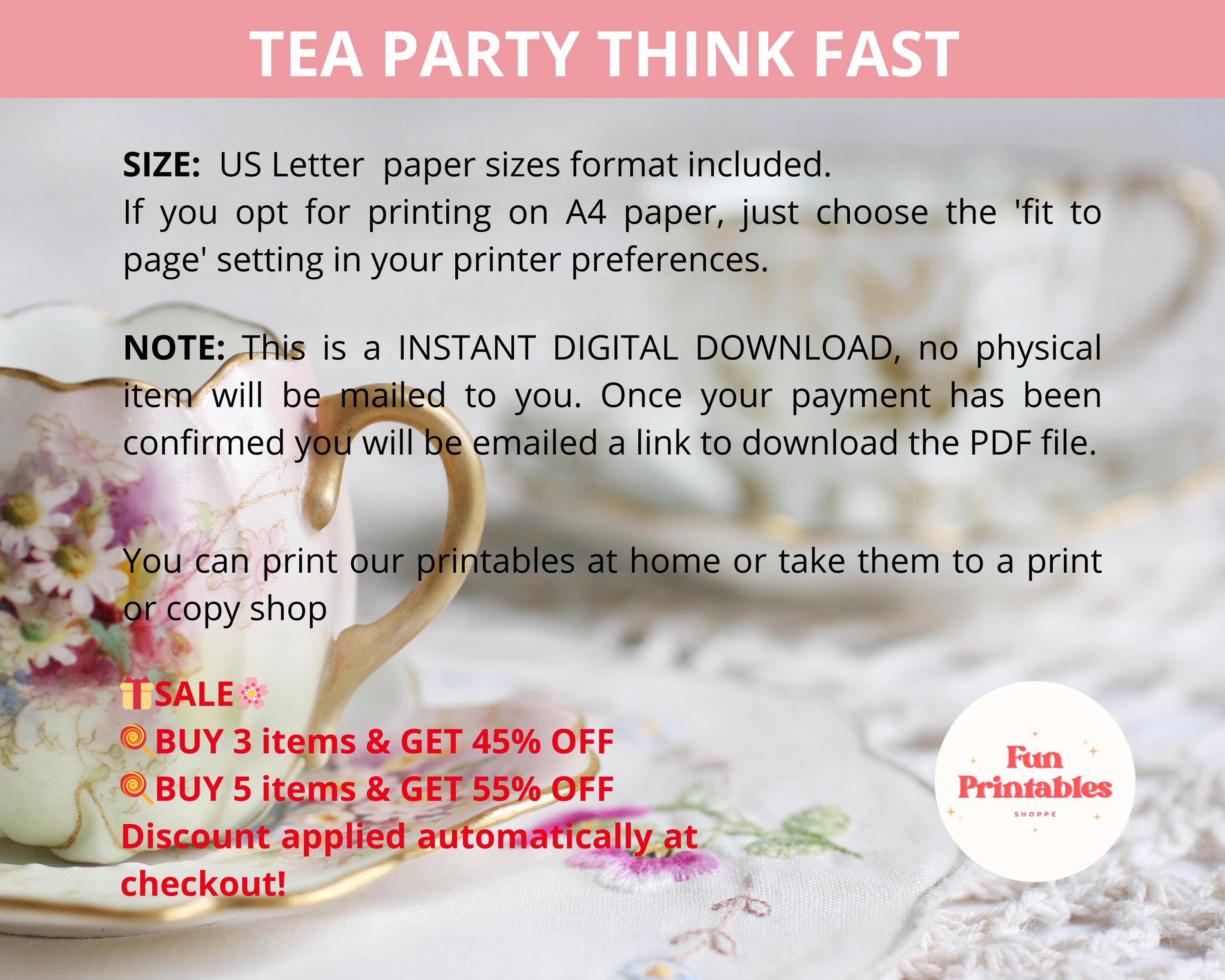 Tea Party Trivia,tea Party Games,tea Party Think Fast,tea Party ...