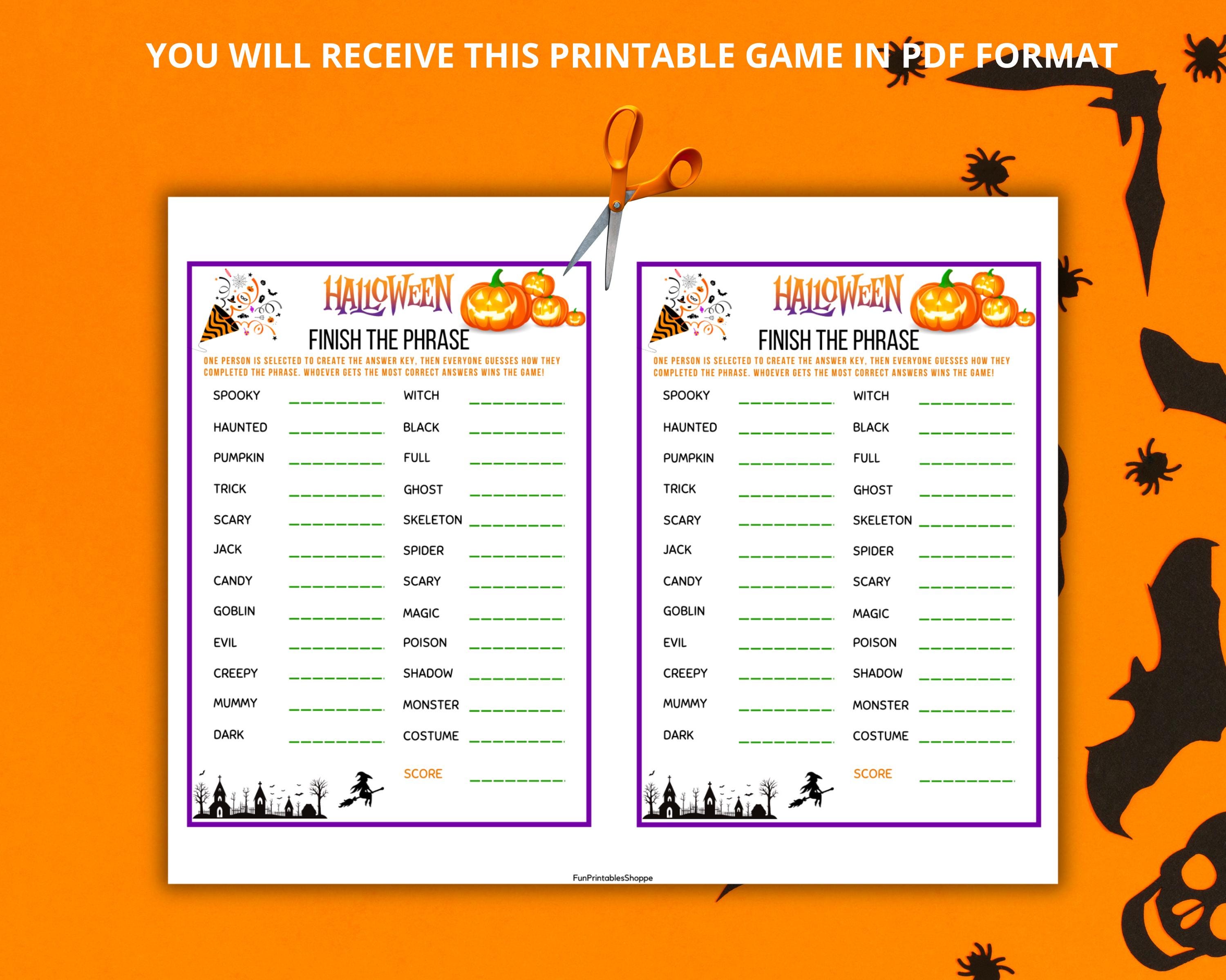 Halloween Finish the Phrase,halloween Party Game,halloween Quiz ...