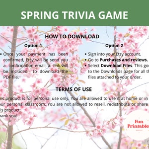 Spring Trivia Game, Fun Spring Questions, Spring Activity for Kids ...