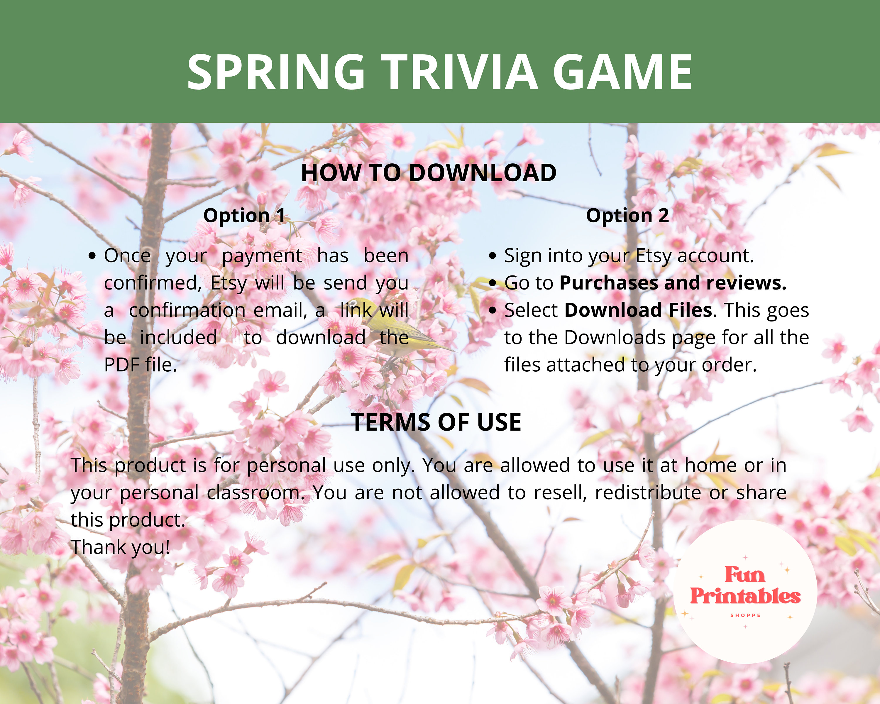 Spring Trivia Game, Fun Spring Questions, Spring Activity for Kids ...