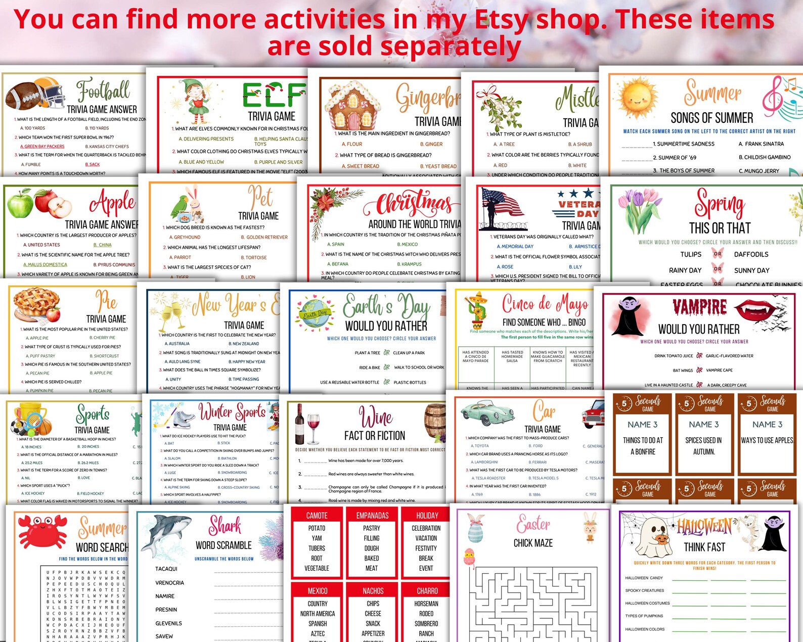 April Trivia Games,monthly Trivia Quiz,spring Party Games,april Games ...