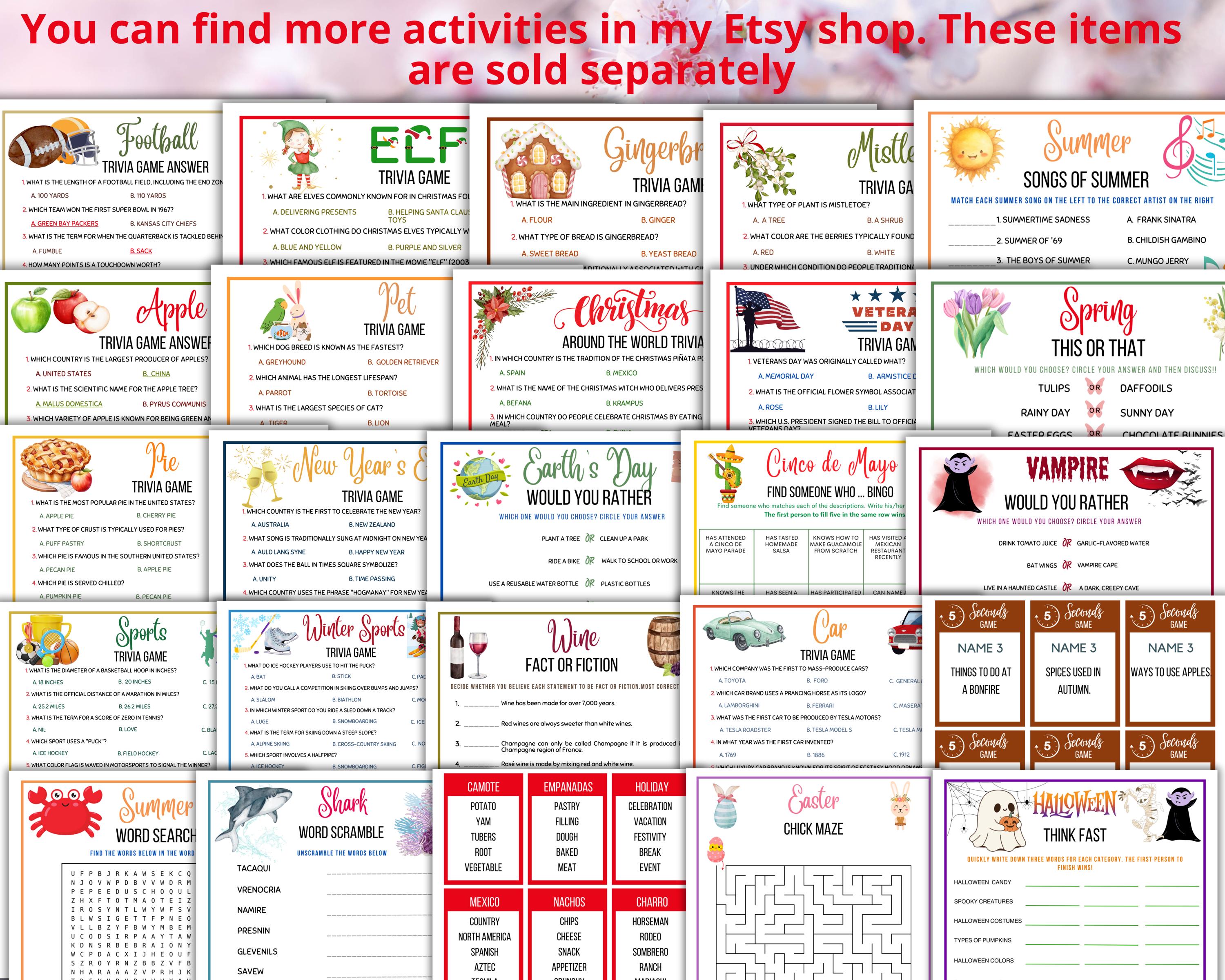 April Trivia Games,monthly Trivia Quiz,spring Party Games,april Games ...