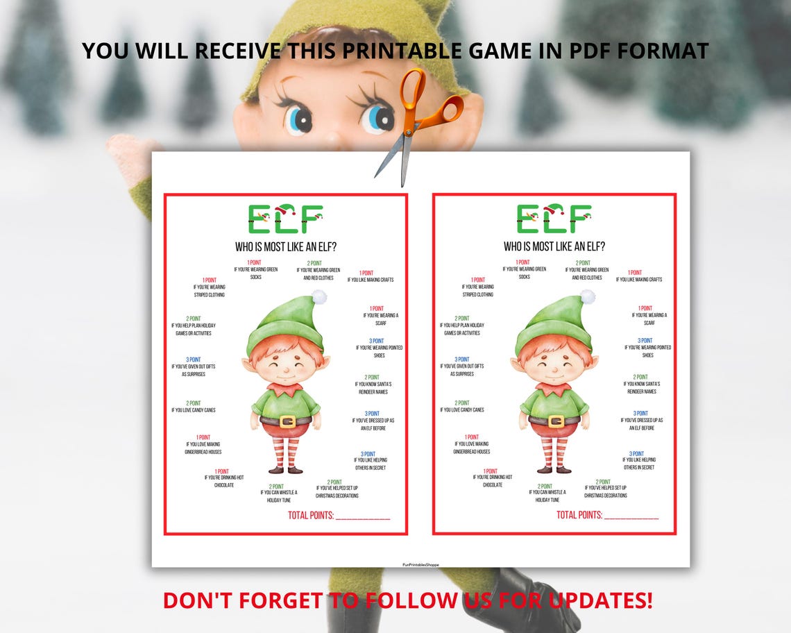 Who is Most Like an Elf,christmas Elf Game,mix and Mingle Game,family ...