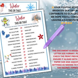 Winter This or That Game,winter Would You Rather Game,wintertime ...