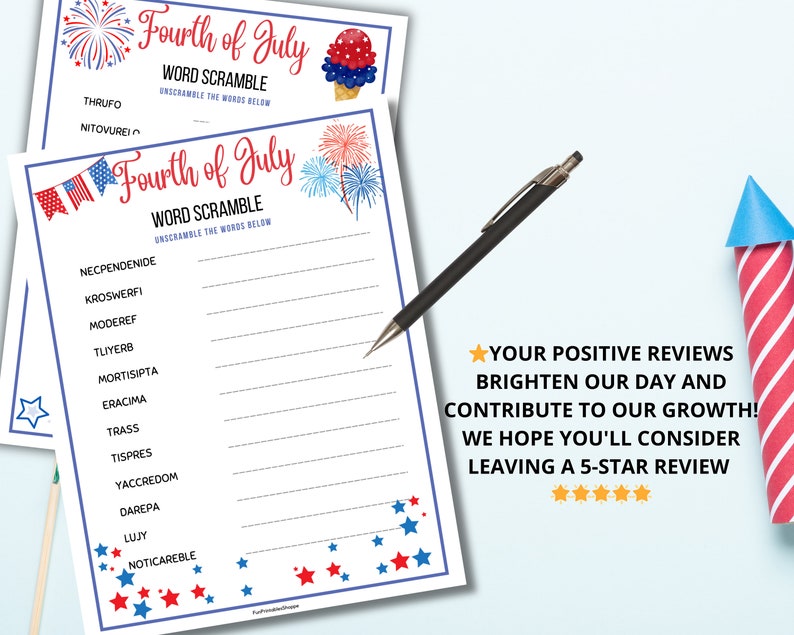 4th of July Word Scramble,4th of July Word Search,4th of July ...