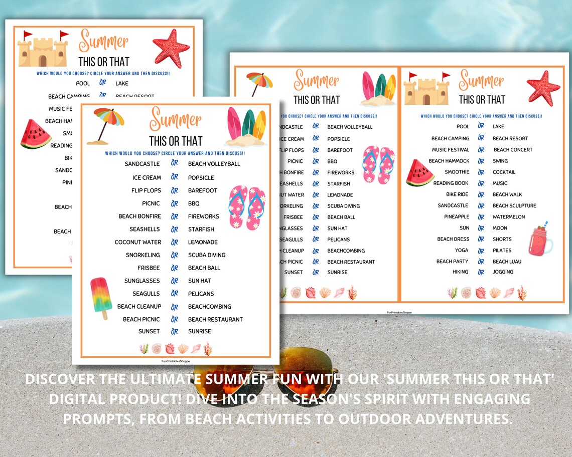 Summer This or That,pool Party Games,summer Games,would You Rather Game ...