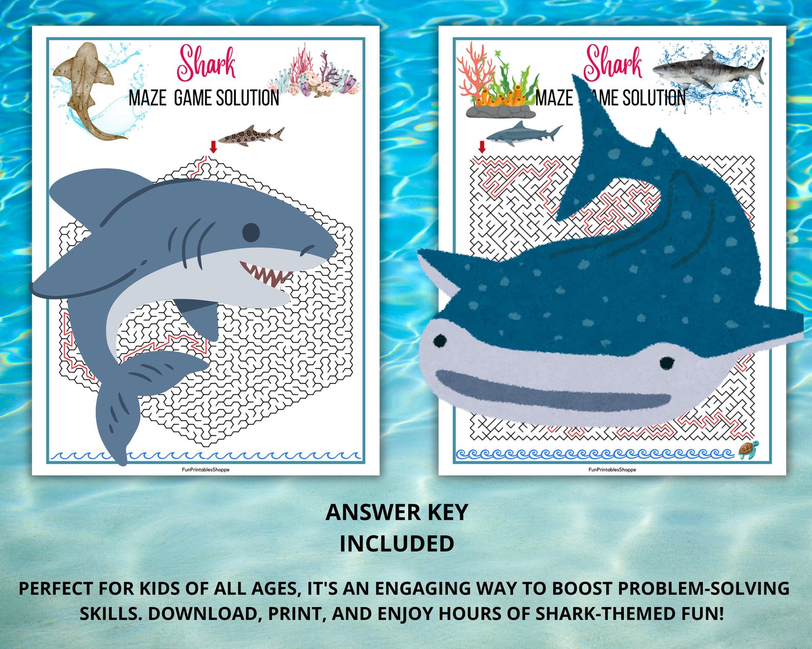 Shark Maze,shark Activity Game,shark Games,summer Game,maze for Teens ...