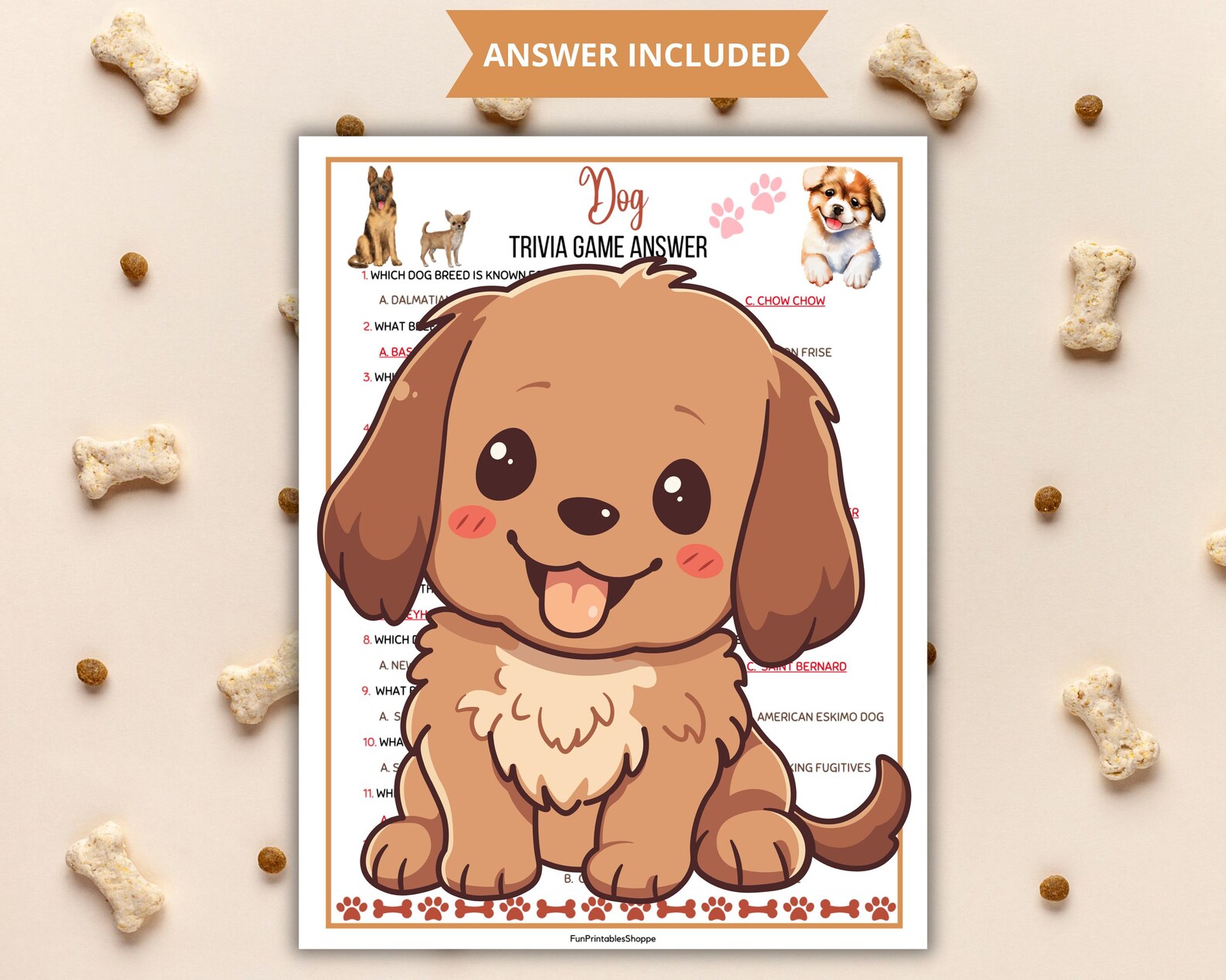 Dog Trivia Game,pets Trivia Game,animal Trivia,dog Party Game,pets ...