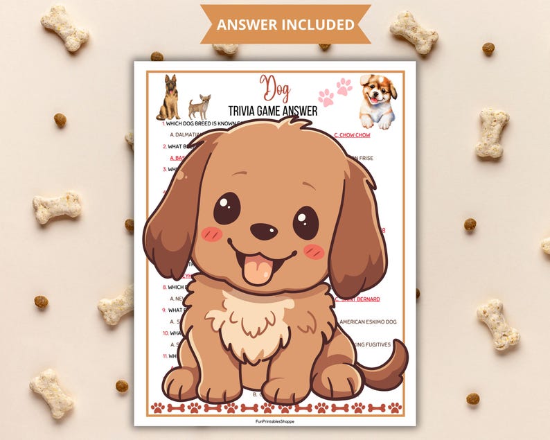 Dog Trivia Game,pets Trivia Game,animal Trivia,dog Party Game,pets ...