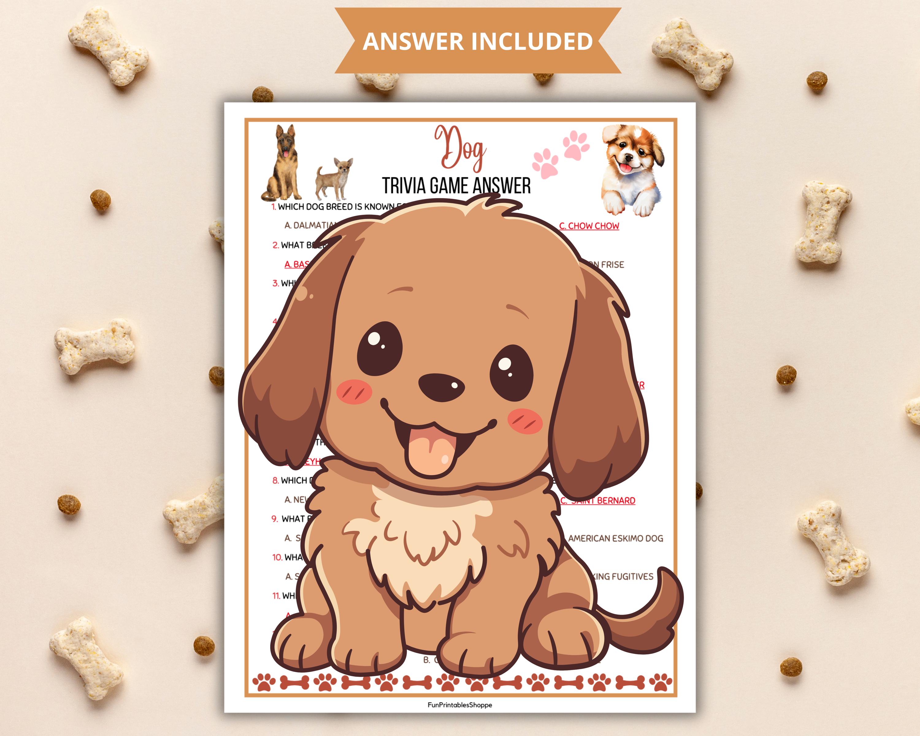 Dog Trivia Game,pets Trivia Game,animal Trivia,dog Party Game,pets ...