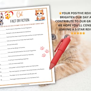 Cat Trivia,cat Fact or Fiction,cat Party Game,cat Lovers,true or False ...