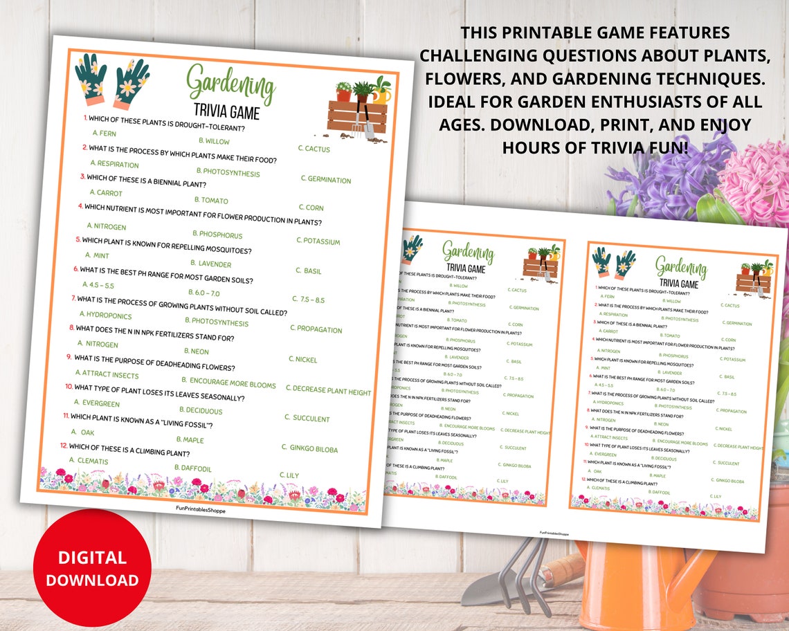 Gardening Trivia Game,vegetable Trivia,plants Trivia,garden Questions ...