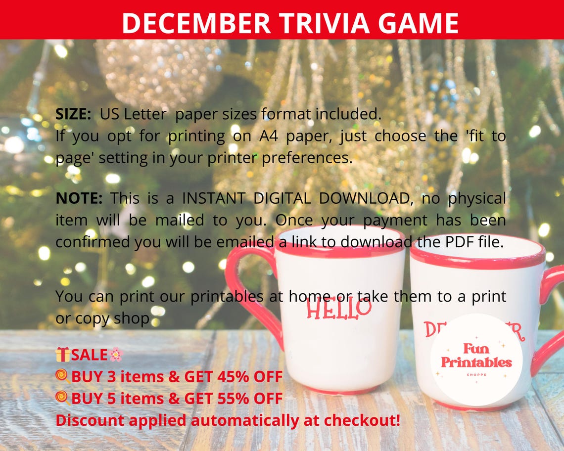 December Trivia Game,winter Holiday Game,december Quiz,winter Season ...