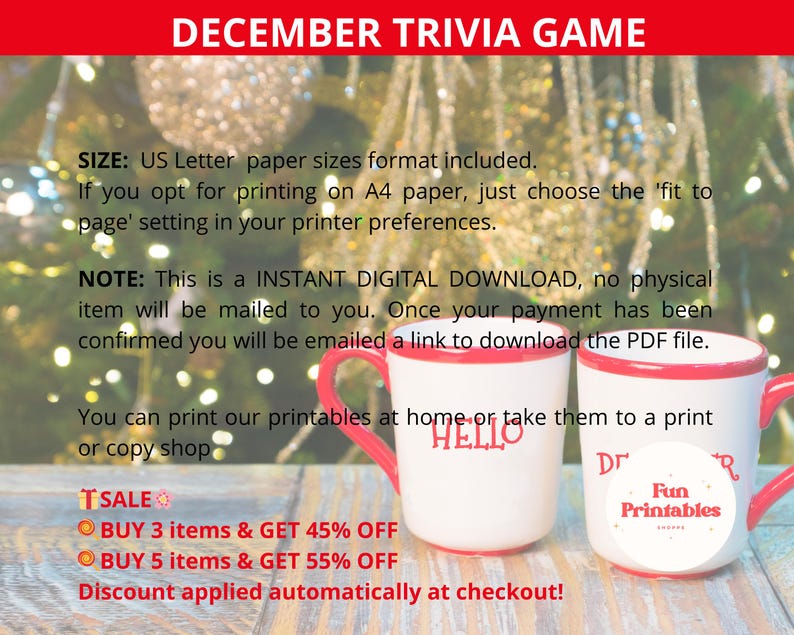 December Trivia Game,winter Holiday Game,december Quiz,winter Season ...