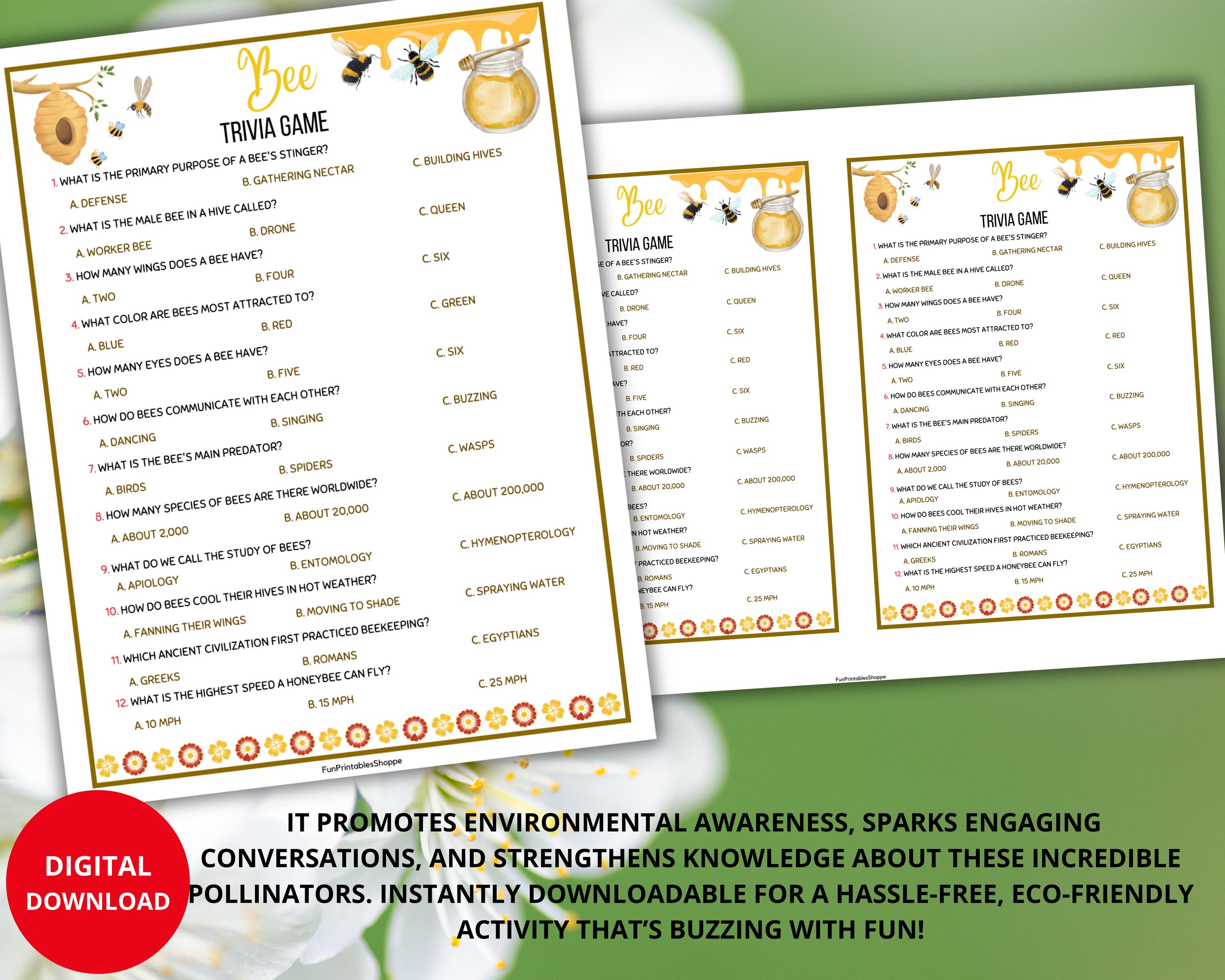 Bee Trivia Game,honey Bee Trivia,bee Quiz,bugs Trivia,animals Quiz ...