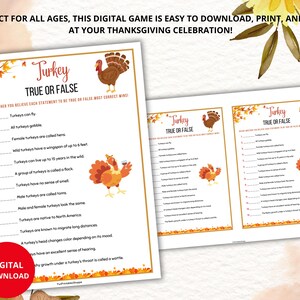 Turkey Day Quiz,thanksgiving Turkey Game,thanksgiving Fact or Fiction ...