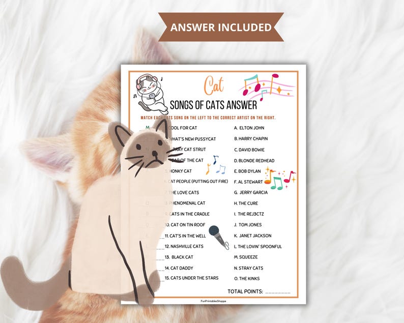 Songs of Cats Matching Game,cats Trivia,cats Song Match,pets Music Quiz ...