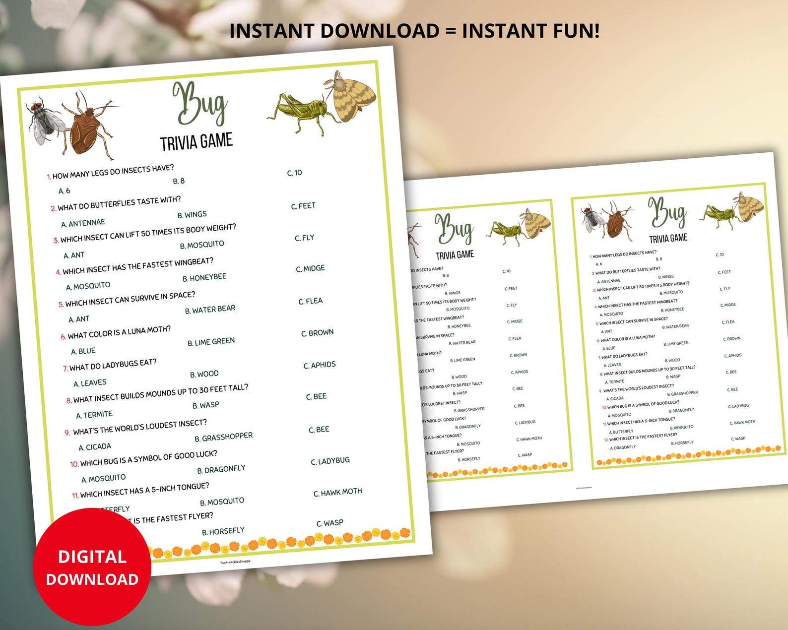 Bug Trivia Game,insect Trivia,insect Quiz,nature Trivia,animal Nature ...