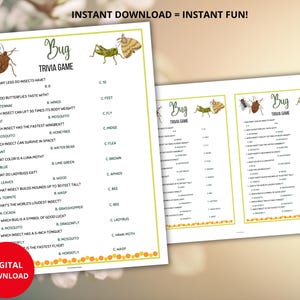 Bug Trivia Game,insect Trivia,insect Quiz,nature Trivia,animal Nature ...