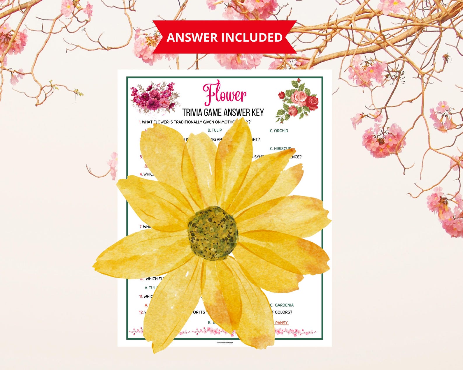 Flower Trivia,spring Trivia,flower Quiz,spring Quiz,flower Party Trivia ...