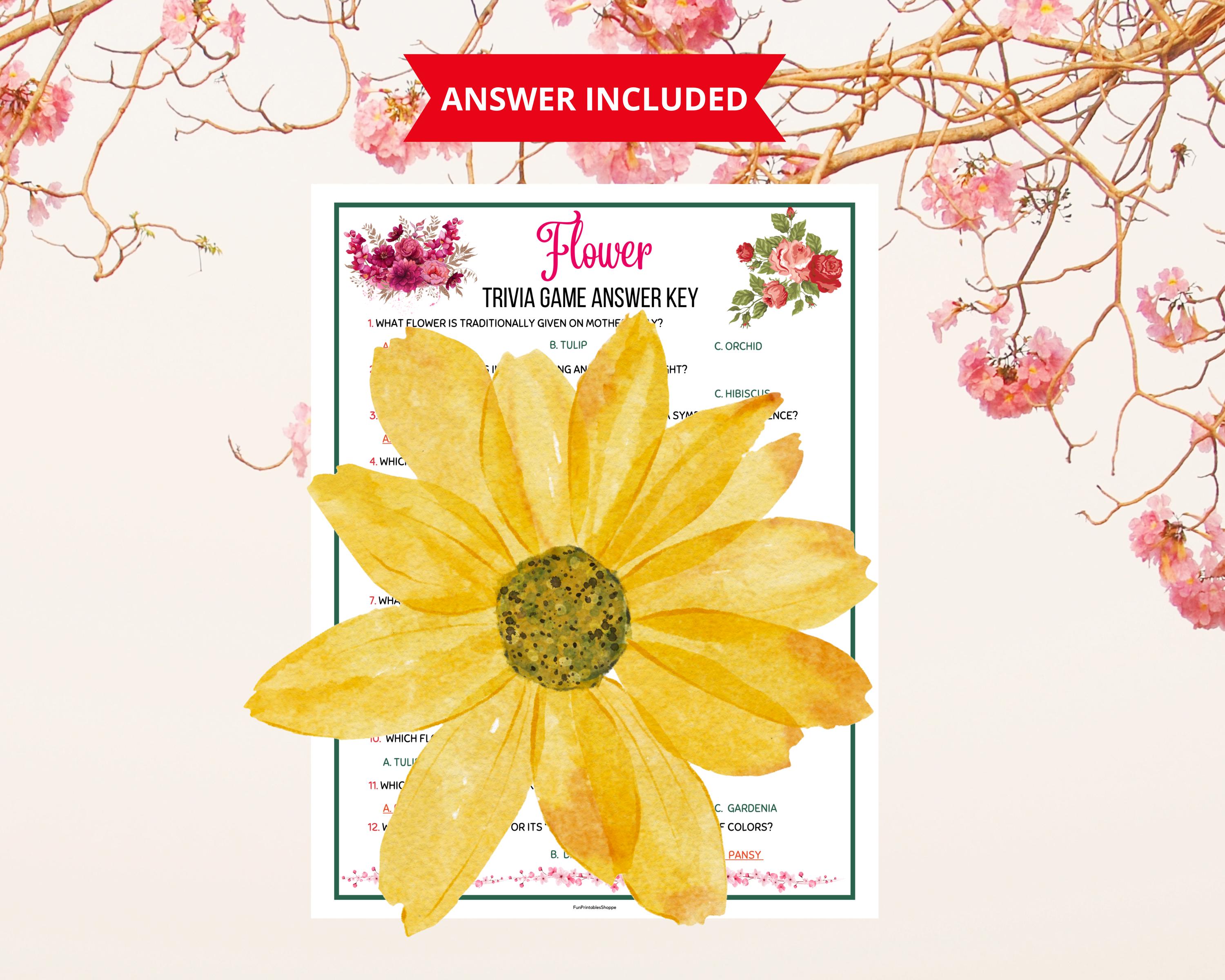 Flower Trivia,spring Trivia,flower Quiz,spring Quiz,flower Party Trivia ...